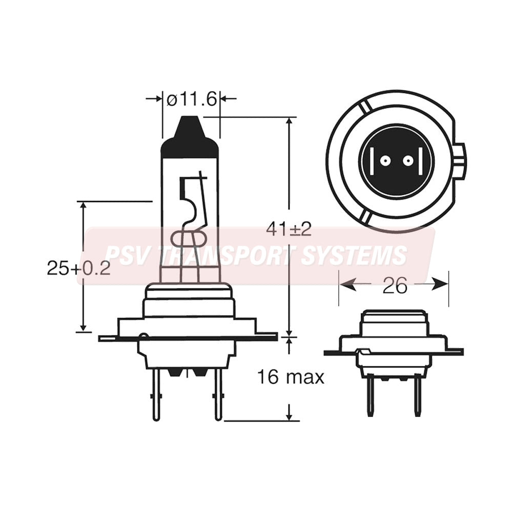 PSV/09/009-H7 Headlight Bulb, 12V 100W, Px26d - PSV Transport Systems
